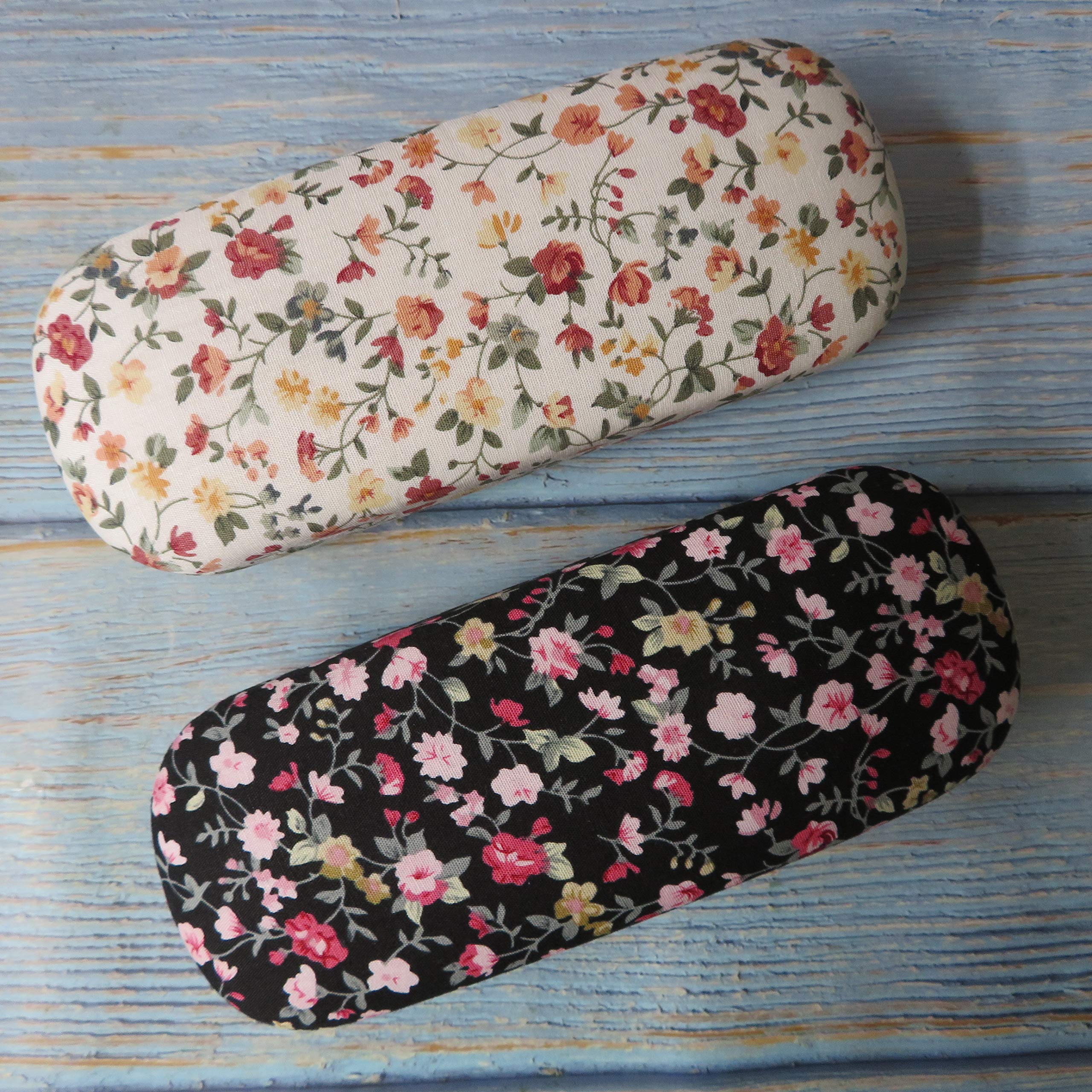 DODOGA 4 Pieces Spectacle Case Portable Hard Shell Eyeglasses Case Flower Fabric Covered Spectacles Box Eyewear Protector Box