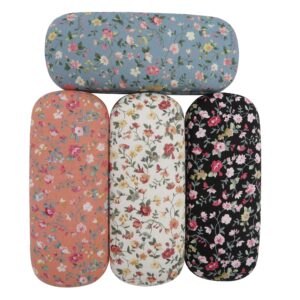 dodoga 4 pieces spectacle case portable hard shell eyeglasses case flower fabric covered spectacles box eyewear protector box