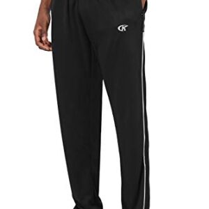 NEIKU Men's Lightweight Sweatpants Loose Fit Open Bottom Mesh Athletic Pants with Zipper Pockets Black/White L