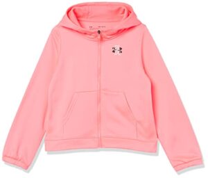 under armour girls' armour fleece full-zip t-shirt, cerise (653)/black, youth large