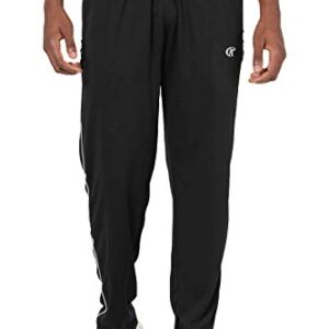 NEIKU Men's Lightweight Sweatpants Loose Fit Open Bottom Mesh Athletic Pants with Zipper Pockets Black/White L