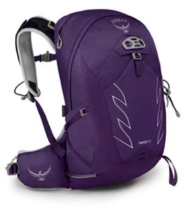 osprey tempest 20l women's hiking backpack with hipbelt, violac purple, wm/l