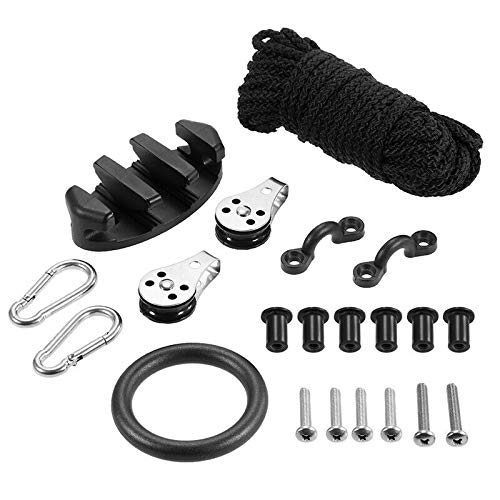 ISURE MARINE Kayak Canoe Anchor Trolley Kit Eyes Wellnuts Screws Kayak Accessories Zig Zag Cleat Rigging Ring Pulleys DIY Boat 30 Feet Rope