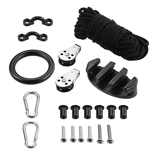 ISURE MARINE Kayak Canoe Anchor Trolley Kit Eyes Wellnuts Screws Kayak Accessories Zig Zag Cleat Rigging Ring Pulleys DIY Boat 30 Feet Rope