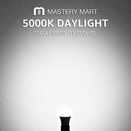 MASTERY MART A19 [100-Watt] Led Light Bulbs, E26 Base, 5000K Bright Daylight White, 1500 Lumens, CRI 80+, Non-Dimmable, Energy Star, UL Listed, 14W [100W Equivalent]- (6 Pack)