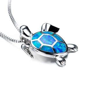 milacolato sea turtle pendant necklace 18k white gold plated sterling silver box chain with created-opal sea turtle charms pendant cute animal jewelry birthday gifts for women girls mom daughter