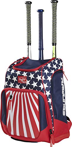 Rawlings | LEGION Backpack Equipment Bag | Baseball & Softball | Red/White/Blue