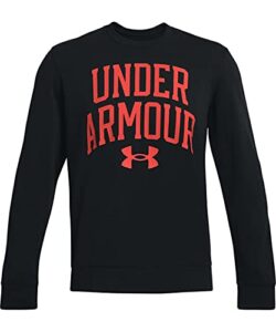 under armour men's rival terry crew neck t-shirt, black (002)/phoenix fire, medium