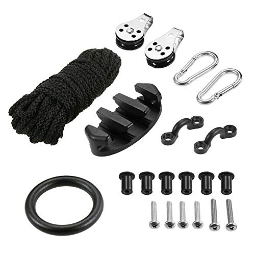 ISURE MARINE Kayak Canoe Anchor Trolley Kit Eyes Wellnuts Screws Kayak Accessories Zig Zag Cleat Rigging Ring Pulleys DIY Boat 30 Feet Rope