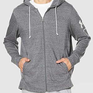 Under Armour Men's Rival Terry Full-Zip Hoodie, Pitch Gray Full Heather (012)/Onyx White, Medium