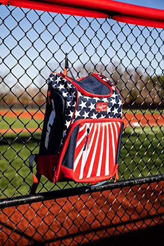 Rawlings | LEGION Backpack Equipment Bag | Baseball & Softball | Red/White/Blue