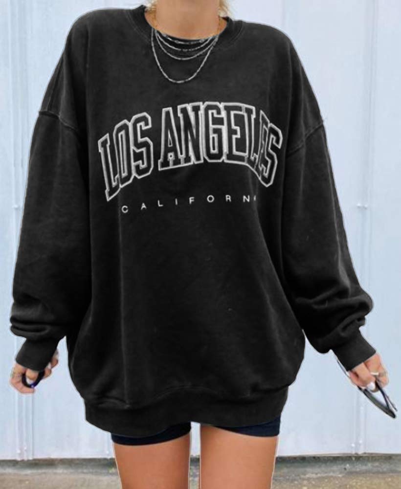 Women's Oversized Sweatshirt Los Angeles California Crewneck Long Sleeve Casual Loose Pullover Tops