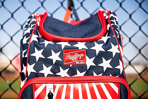 Rawlings | LEGION Backpack Equipment Bag | Baseball & Softball | Red/White/Blue