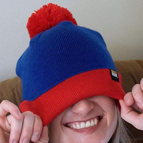 South Park Officially Licensed Stan Marsh Cosplay Knit Pom Beanie Hat - Blue/Red - Officially Licensed