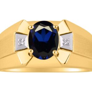 Rylos Classic Oval Blue Sapphire & Diamond Ring - September Birthstone*