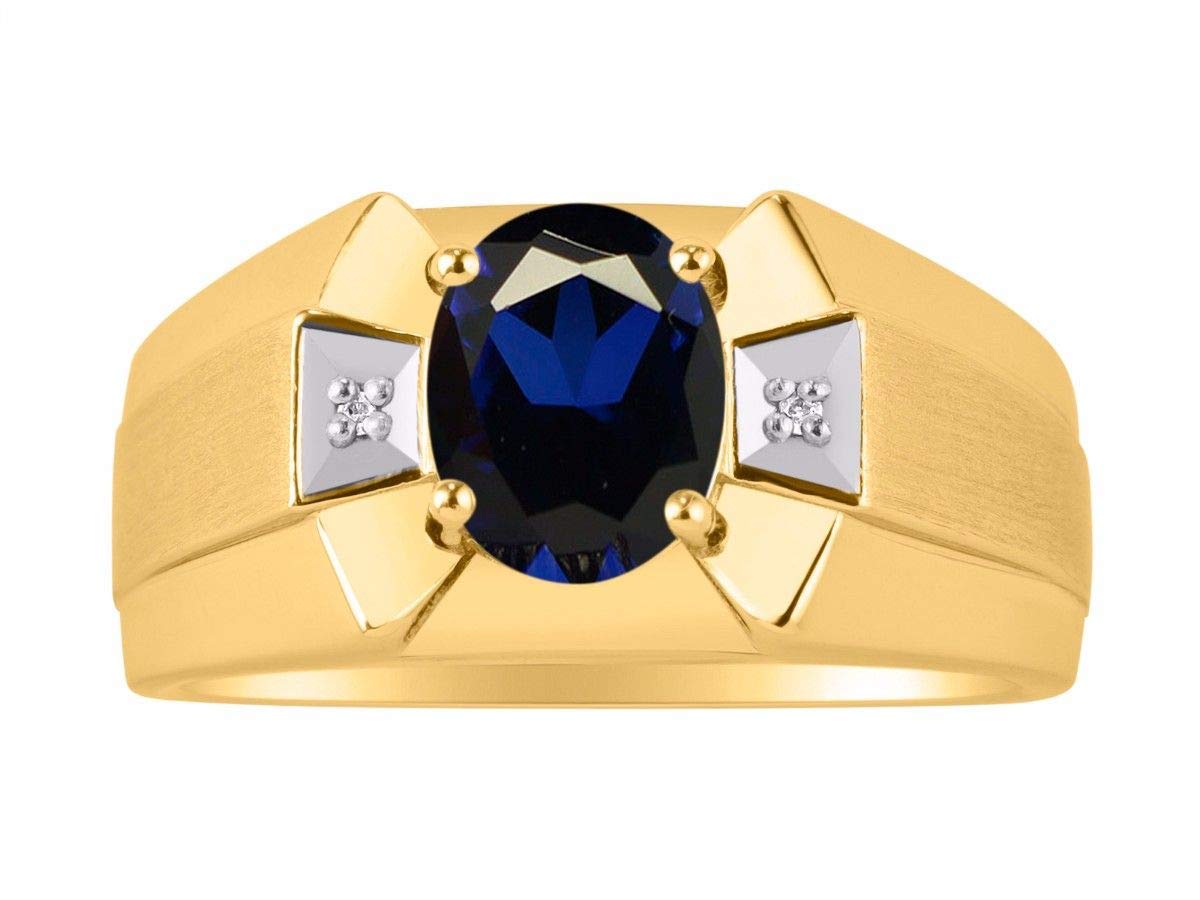 Rylos Classic Oval Blue Sapphire & Diamond Ring - September Birthstone*