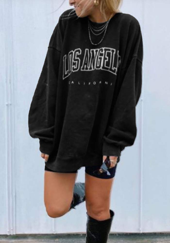 Women's Oversized Sweatshirt Los Angeles California Crewneck Long Sleeve Casual Loose Pullover Tops