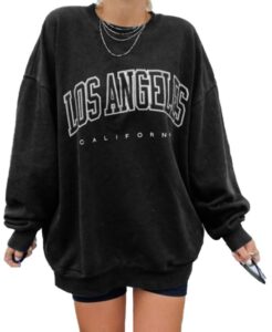 women's oversized sweatshirt los angeles california crewneck long sleeve casual loose pullover tops