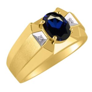 Rylos Classic Oval Blue Sapphire & Diamond Ring - September Birthstone*