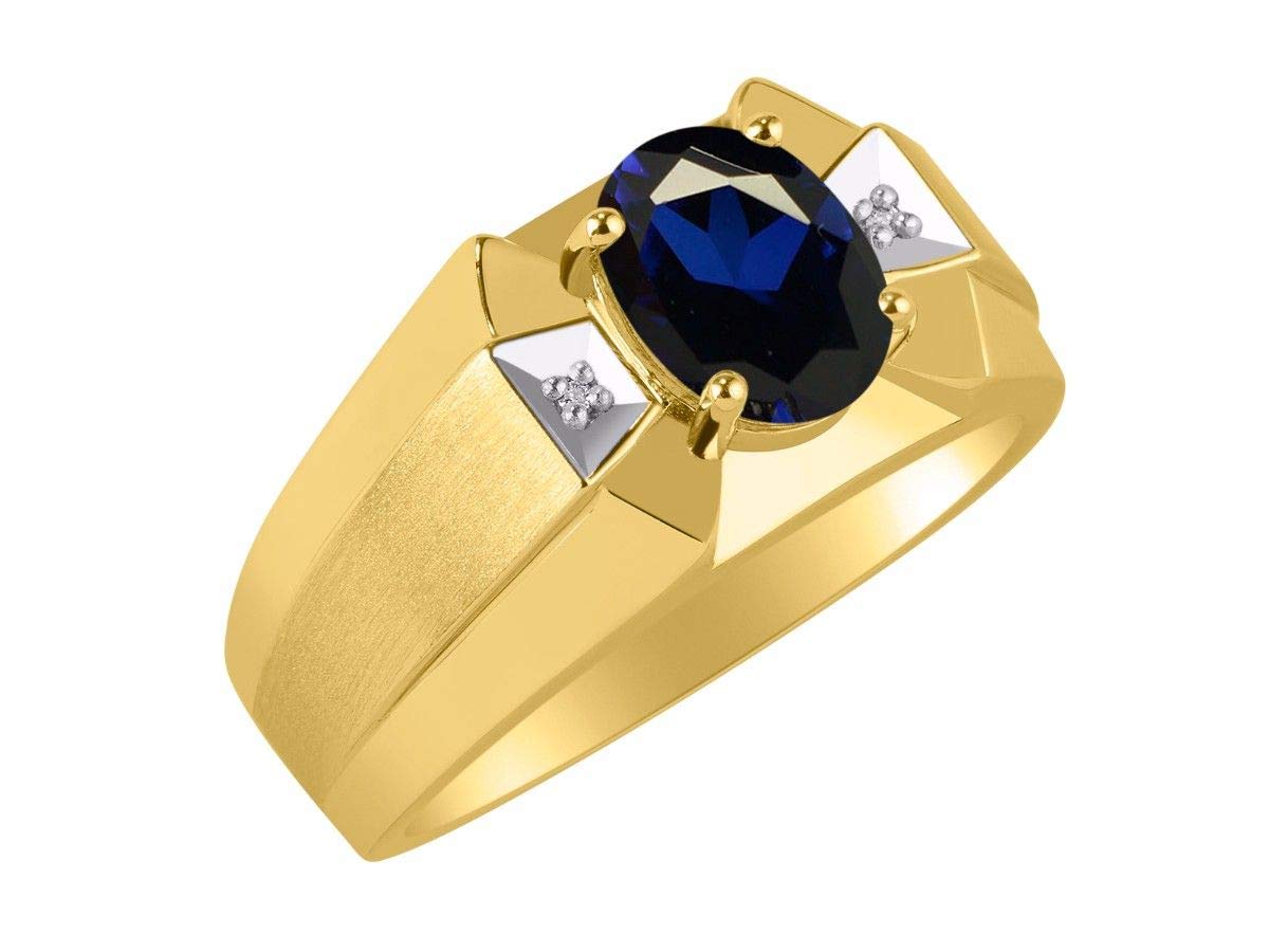 Rylos Classic Oval Blue Sapphire & Diamond Ring - September Birthstone*