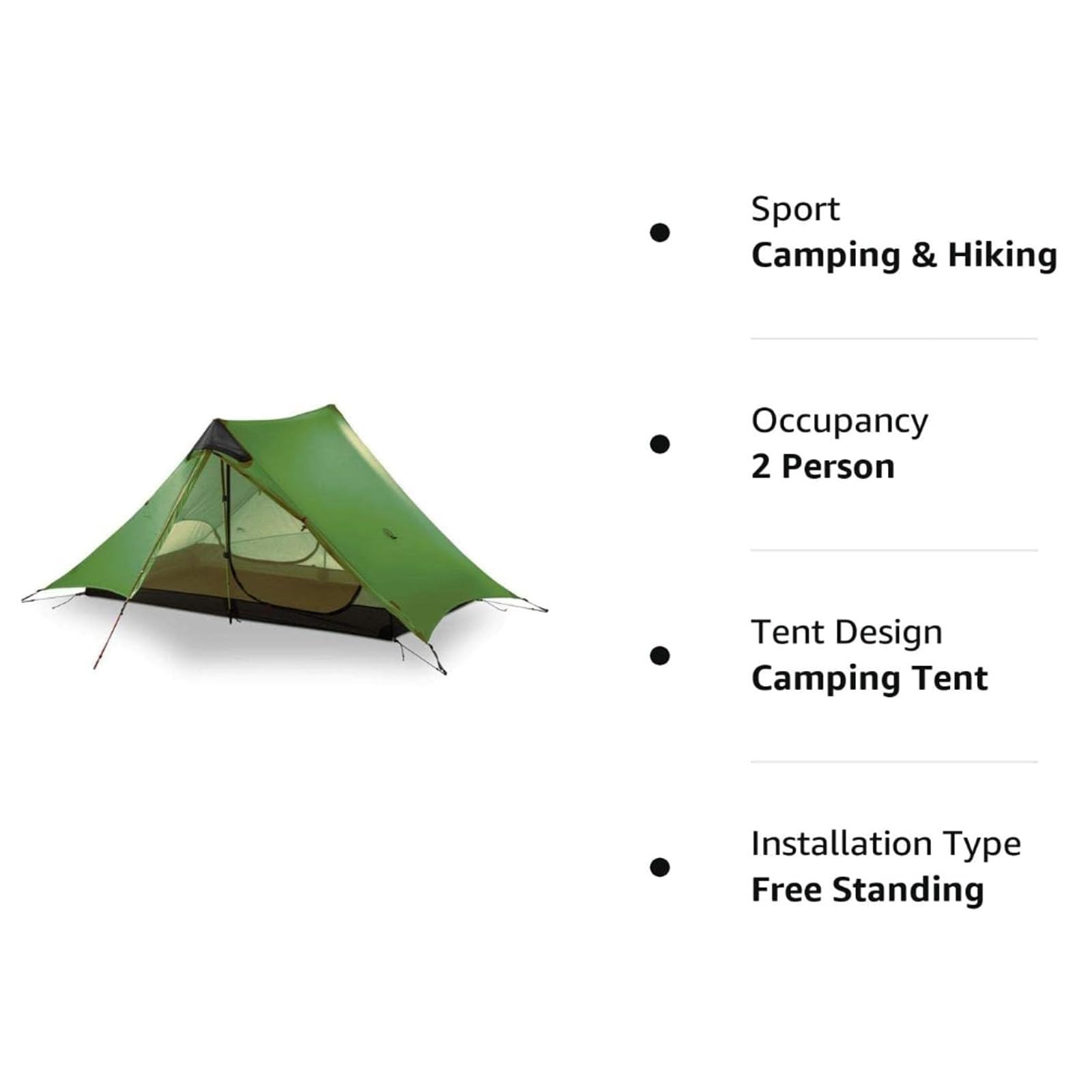 3F UL GEAR LanShan 2 pro Tent 2 Person Outdoor Ultralight Camping Tent 3 Season Professional 20D Nylon Both Sides Silicon Tent (Khaki, 4 Season)