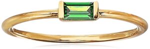 amazon essentials 18k yellow gold plated sterling silver emerald colored cubic zirconia may fashion stackable ring, size 8 (previously amazon collection)