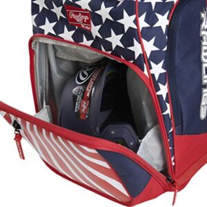 Rawlings | LEGION Backpack Equipment Bag | Baseball & Softball | Red/White/Blue