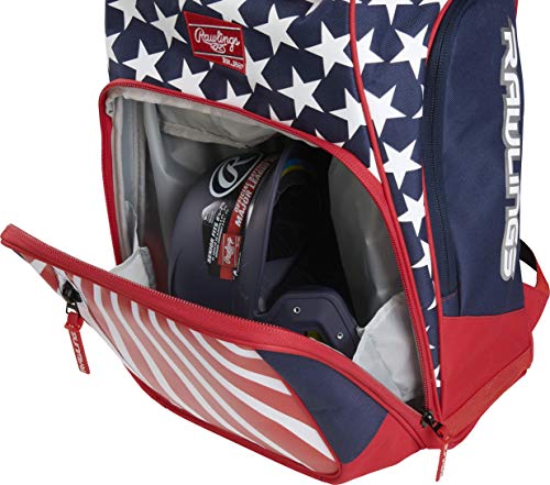 Rawlings | LEGION Backpack Equipment Bag | Baseball & Softball | Red/White/Blue