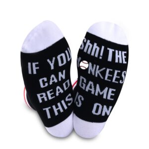 tsotmo 2 pairs baseball socks baseball socks if you can read this the game is on socks gift for bsaeball team (yank)