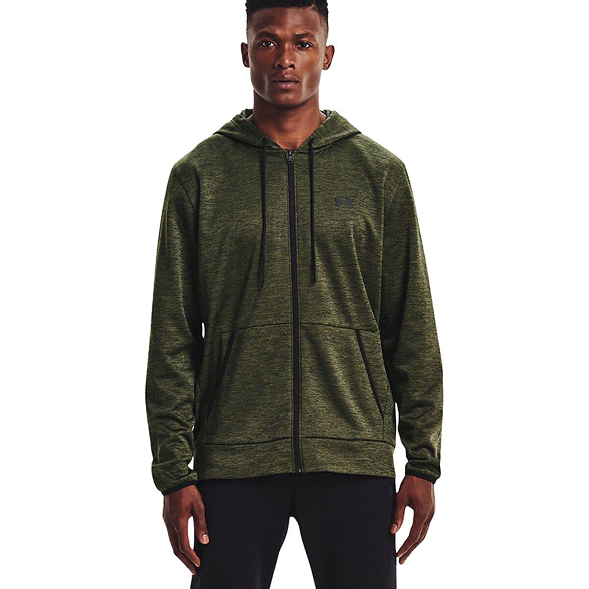 Under Armour Men's Armour Fleece Full Zip Hoodie, Marine Od Green (390)/Black, Large