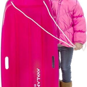 Avalanche Brands - 48" Classic Downhill Toboggan Snow Sleds - Red & Pink