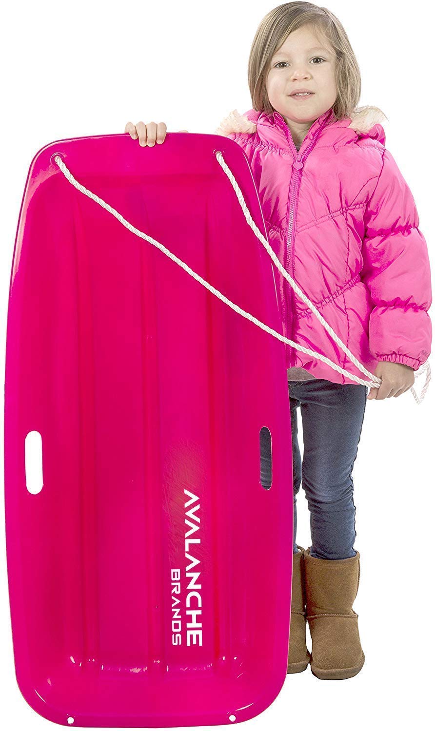 Avalanche Brands - 48" Classic Downhill Toboggan Snow Sleds - Red & Pink