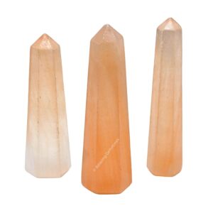 Orange Selenite Crystal Towers ~ Natural Healing Crystal Point Obelisk for Reiki Healing and Crystal Grid (2" to 3" INCH)