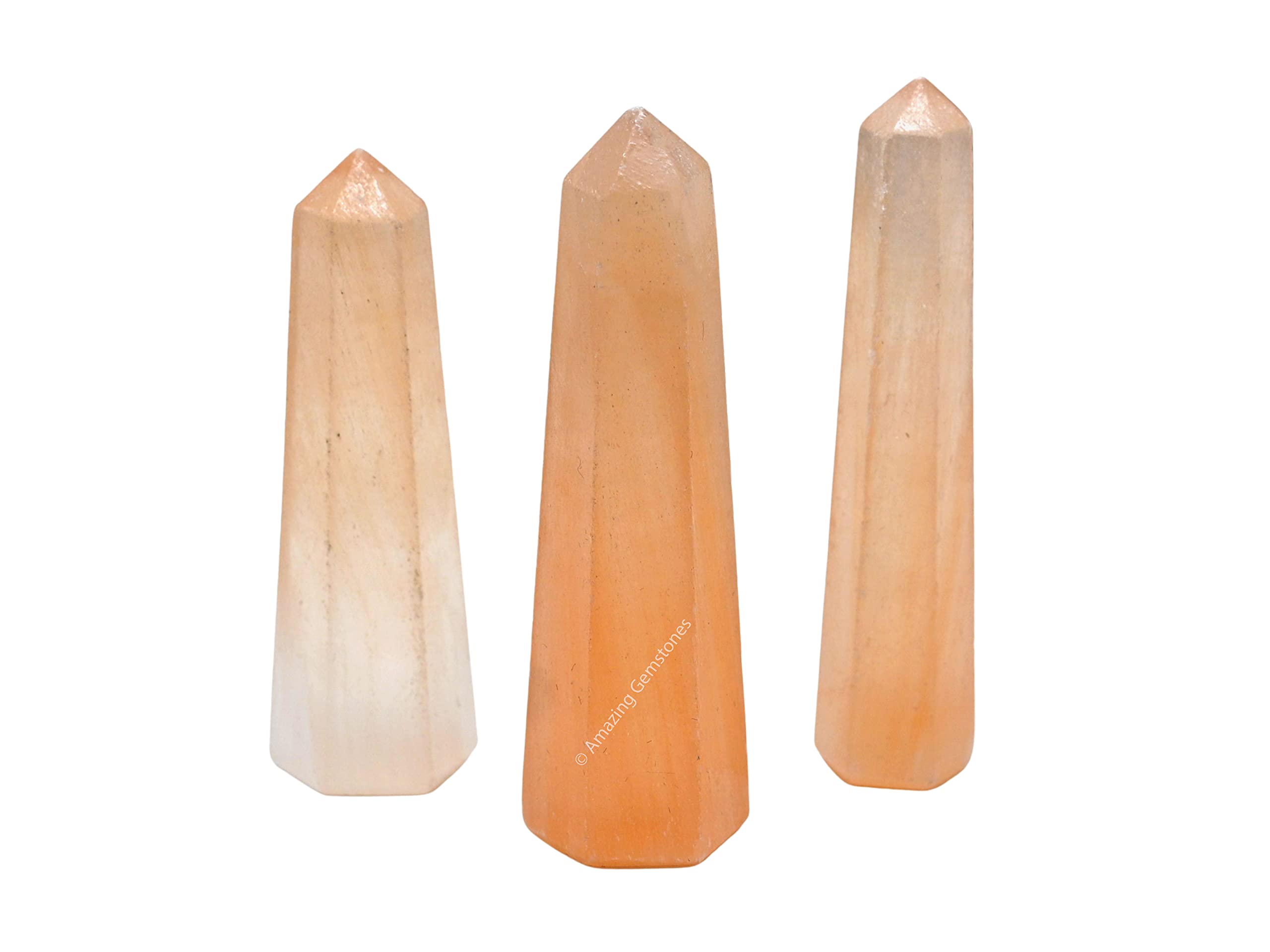 Orange Selenite Crystal Towers ~ Natural Healing Crystal Point Obelisk for Reiki Healing and Crystal Grid (2" to 3" INCH)