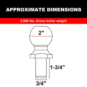 TCE ATRLY2019U Torin 2" Diameter Trailer Hitch Ball: 1.75 Ton (3,500 lb) Capacity