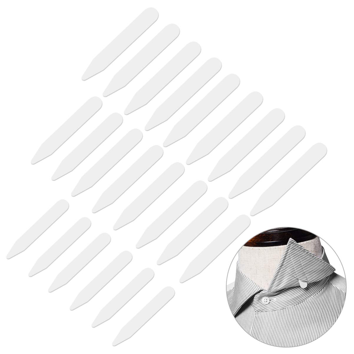 BESPORTBLE Collar Stays for Men - 200Pcs Collar Stiffeners Plastic White Shirt Collar Bones Dress Shirt in 3 Sizes