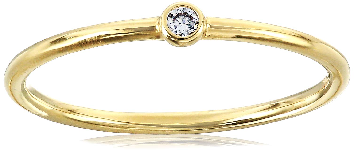 Amazon Essentials 1K Yellow Gold Cubic Zirconia Stackable Ring, Size 8 (previously Amazon Collection)