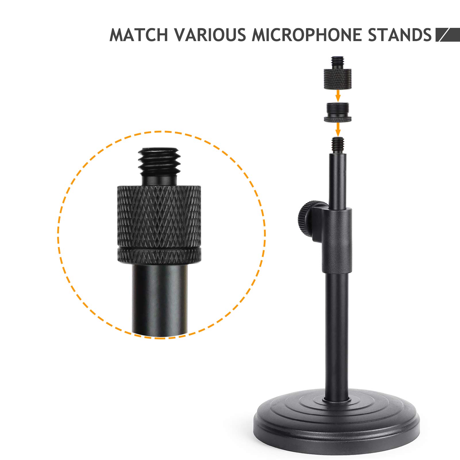 Frgyee Mic Stand Adapter 5/8 Female to 3/8 Male and 3/8 Female to 5/8 Male Screw Adapter Thread for Microphone Stand Mount to Camera Tripod Adapter 2 Pack