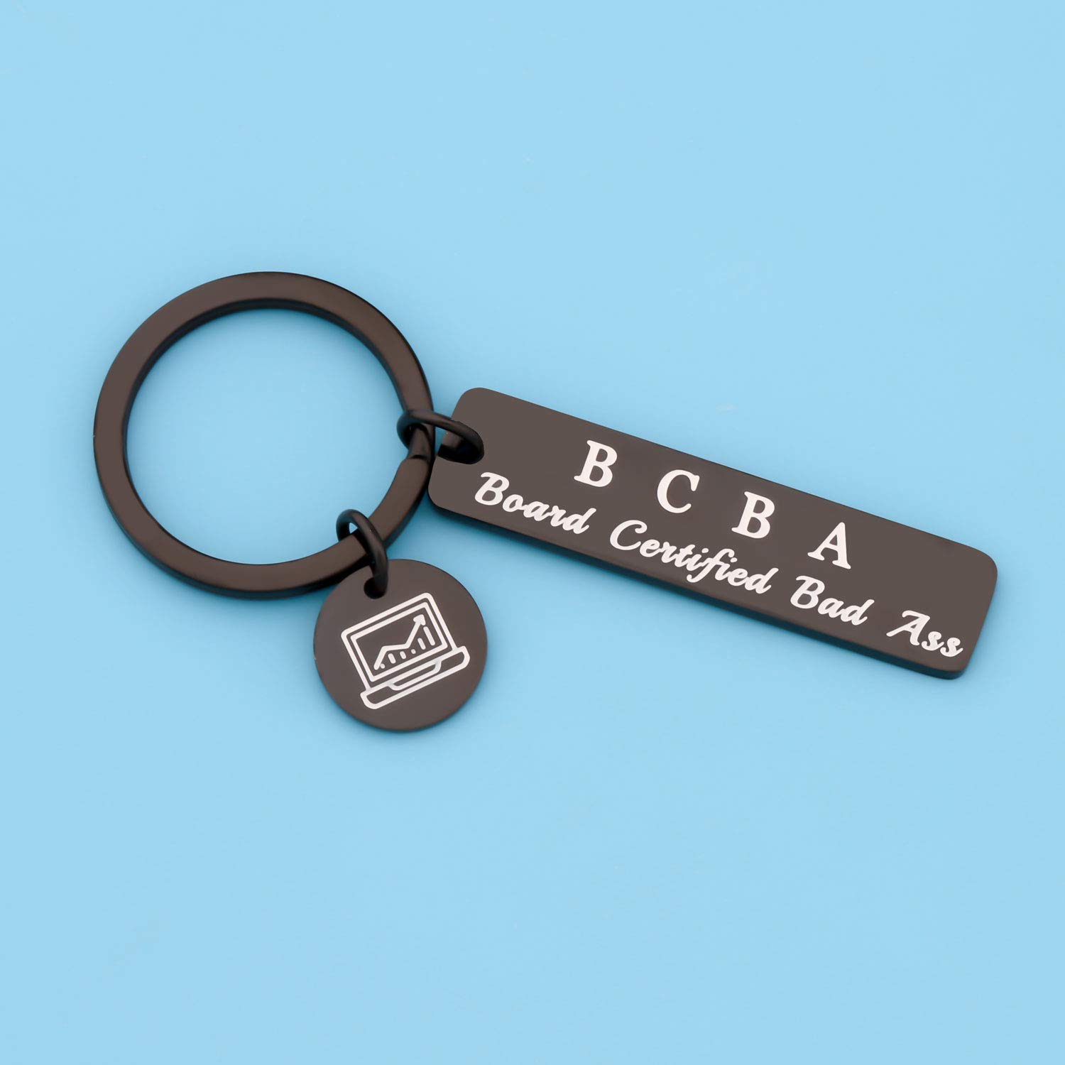 FOTAP Behavior Analyst Gift BCBA Gift ABA Gift Board Certified Bad Ass Keychain Behavior Therapy Gift (Black BCBA Keychain)