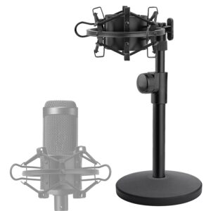 at2020 desktop microphone stand, adjustable table mic stand with mic shock mount for audio technica at2020 at2020usb+ at2035 atr2500 condenser studio microphone by frgyee