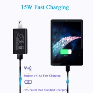 15W Fast Charger with 10Ft Extra Long 5A USB C Cable for Charging New Fire HD 10,10Plus-9th 11th Gen 2019 2021,Fire Max 11-13th Gen 2023, Fire HD 7 8-10th 12th Gen 2020 2022,Kids Edition,Kids Pro