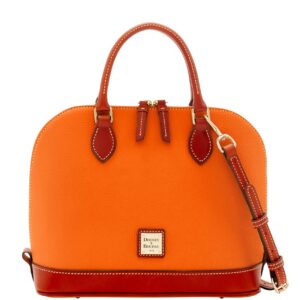 dooney & bourke handbag, pebble grain zip zip satchel - clementine