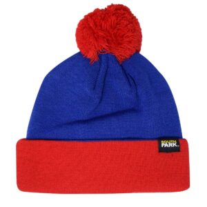 south park officially licensed stan marsh cosplay knit pom beanie hat - blue/red - officially licensed