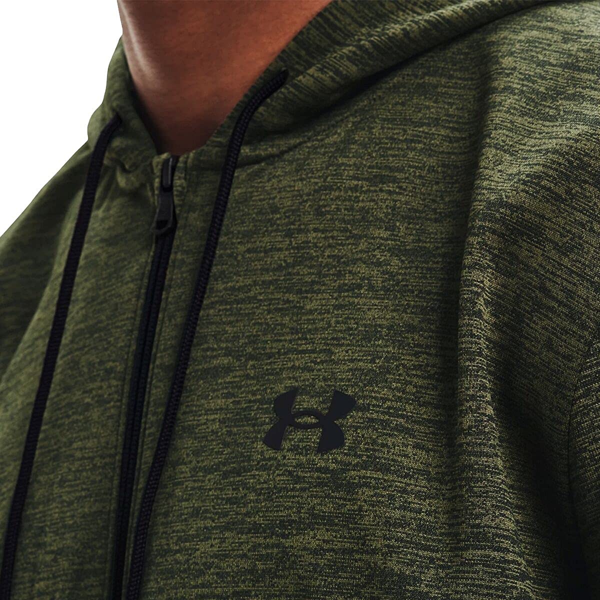 Under Armour Men's Armour Fleece Full Zip Hoodie, Marine Od Green (390)/Black, Large