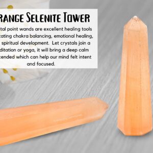 Orange Selenite Crystal Towers ~ Natural Healing Crystal Point Obelisk for Reiki Healing and Crystal Grid (2" to 3" INCH)