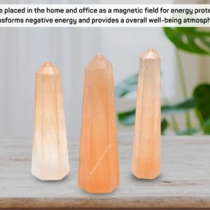 Orange Selenite Crystal Towers ~ Natural Healing Crystal Point Obelisk for Reiki Healing and Crystal Grid (2" to 3" INCH)