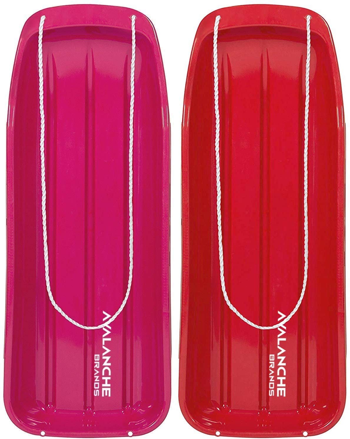 Avalanche Brands - 48" Classic Downhill Toboggan Snow Sleds - Red & Pink