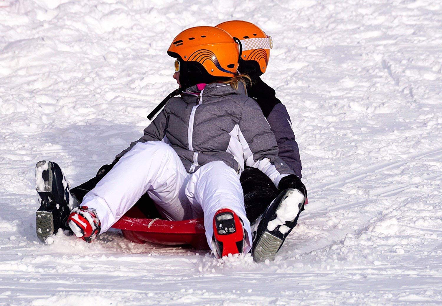 Avalanche Brands - 48" Classic Downhill Toboggan Snow Sleds - Red & Pink