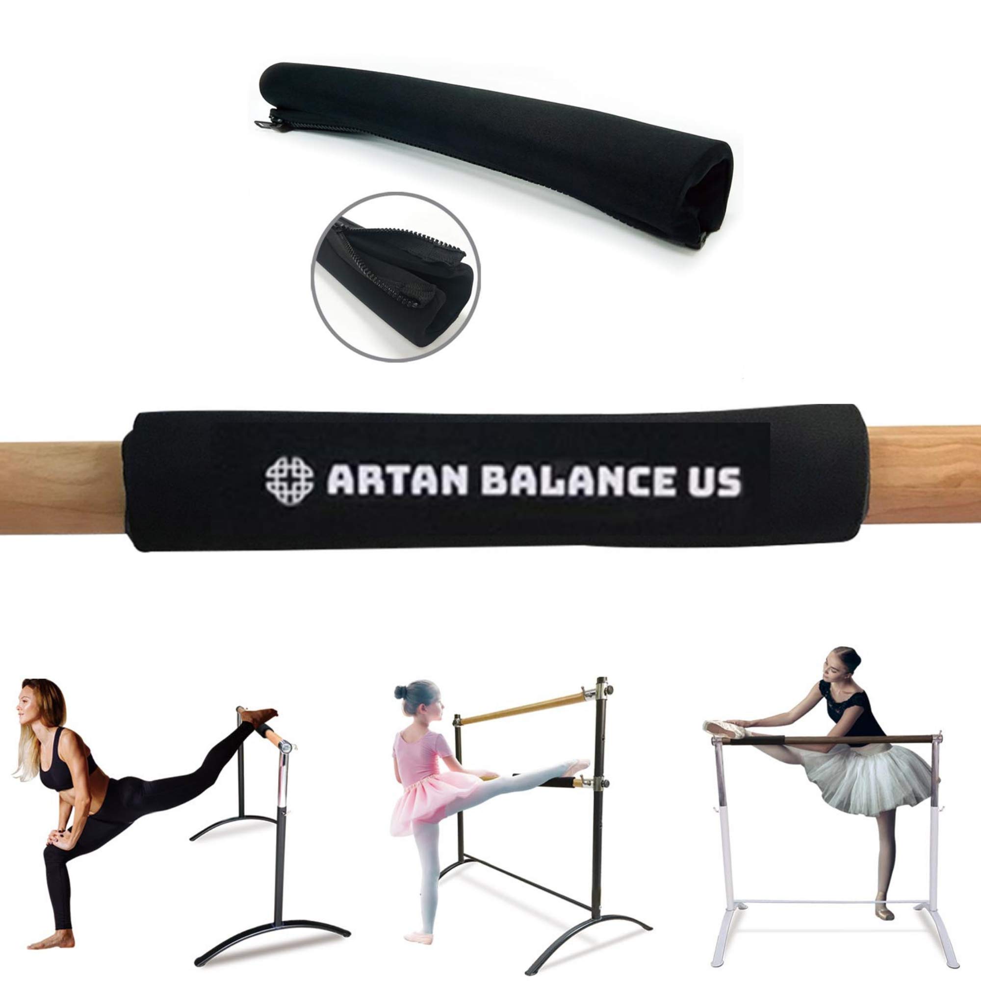 Artan Balance Ballet Barre Foam Detachable Protector Slider pad Cushion with Zipper for Home or Studio Comfort and Protection for Stretch, Pilates, Dance Class or Active Workouts