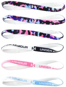 under armour girls' graphic headbands 6-pack, sky blue (914)/black, one size fits all